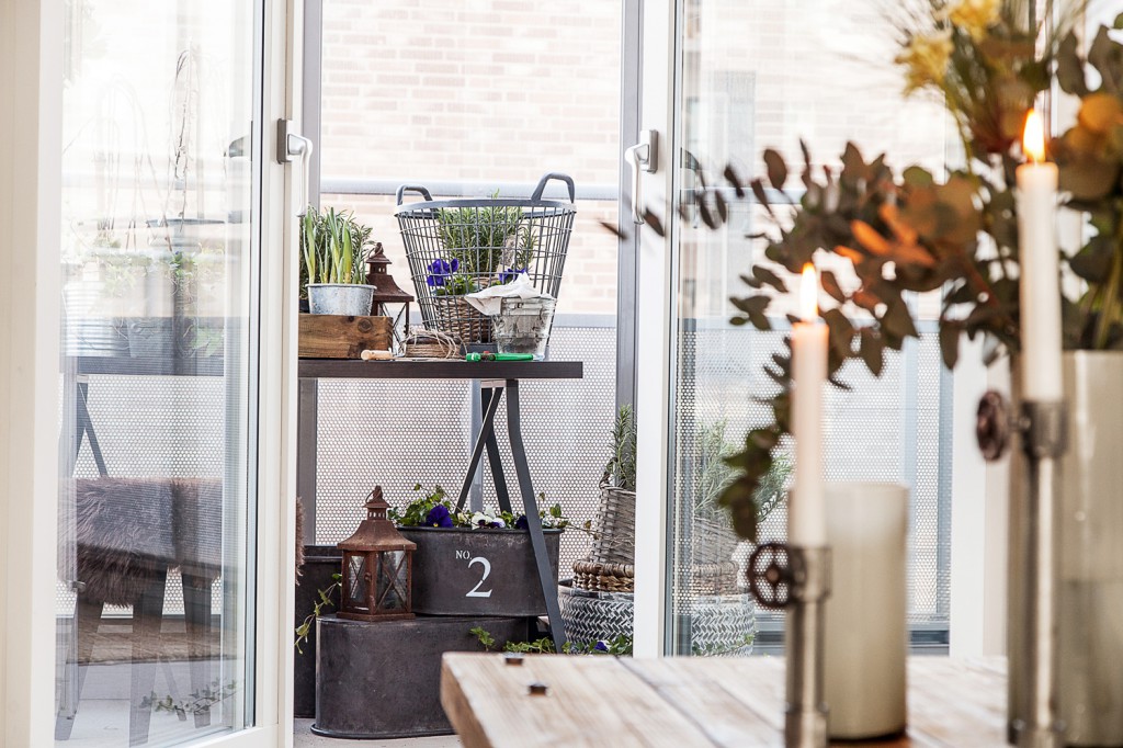 Style industriel jusque sur le balcon