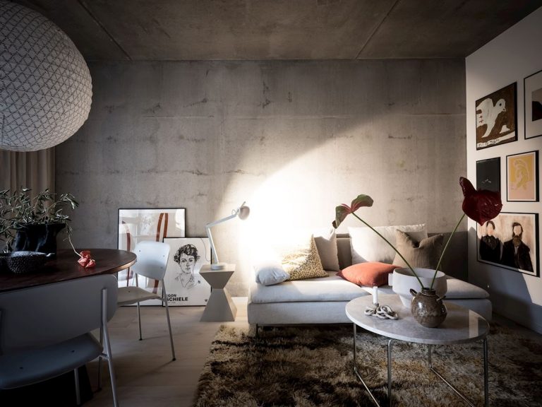 Un appartement de 46m2 à la décoration béton