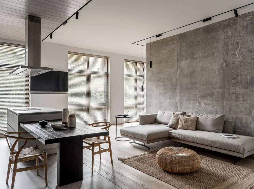 Un appartement design minimaliste et gris à Moscou