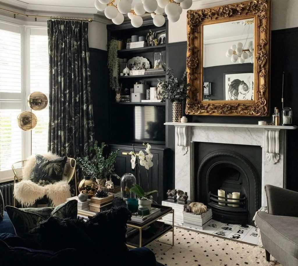Décoration baroque et sombre pour une maison anglaise