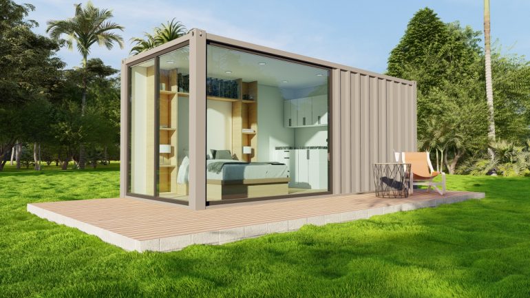 Une mini maison container de 16m2 avec une terrasse sur le toit (plan ...