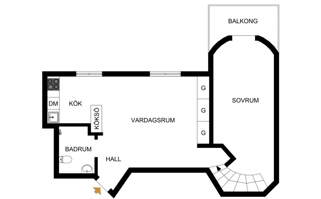 Un appartement centenaire de deux-pièces de 46m2 à la décoration bleue