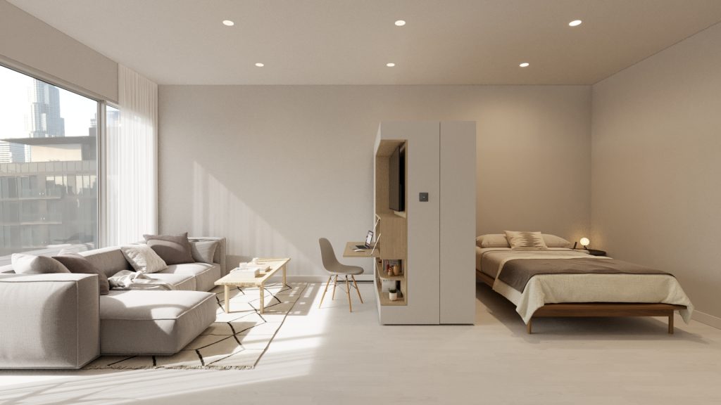 Un studio design et extensible aménagé par Ori Living