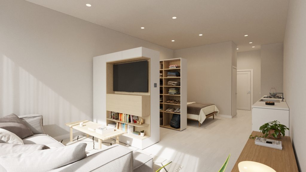 Un studio design et extensible aménagé par Ori Living