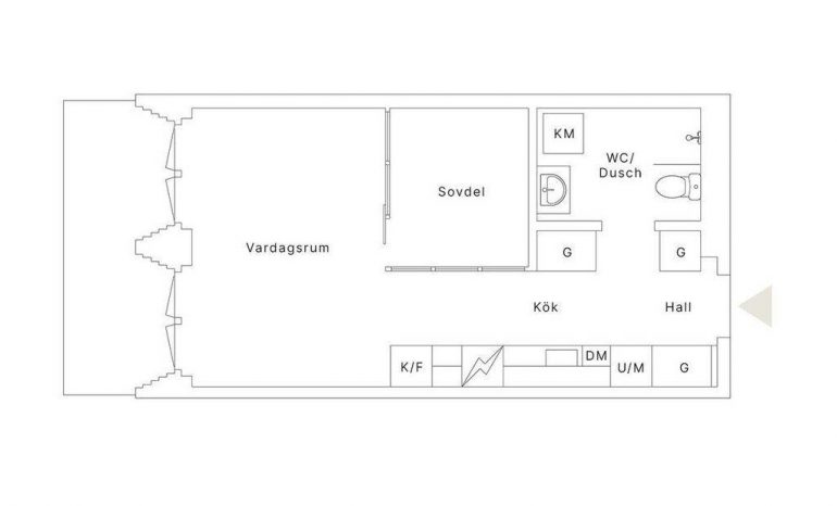 Un studio de 32m2 design et luxueux aux belles finitions à Stockholm