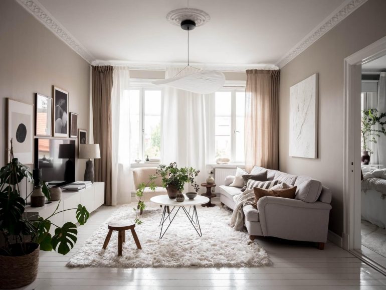 Un deux-pièces rénové de 55m2 aux douces couleurs scandinaves
