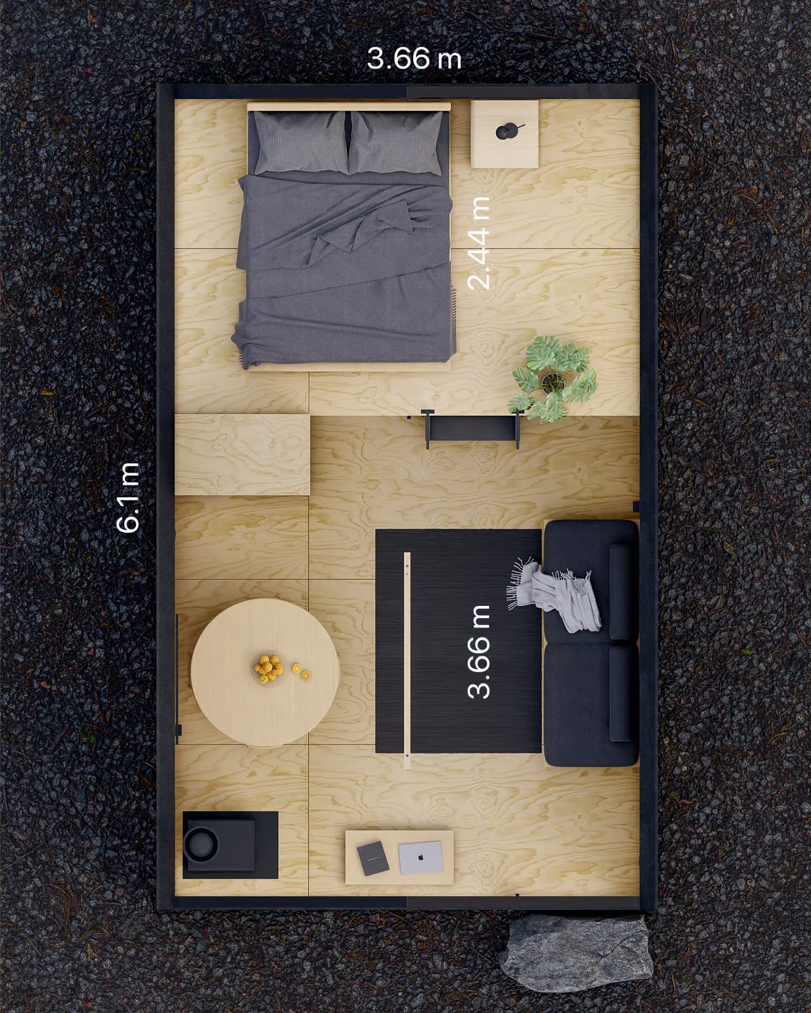 Une mini maison de 23m2 avec une chambre loft au Chili