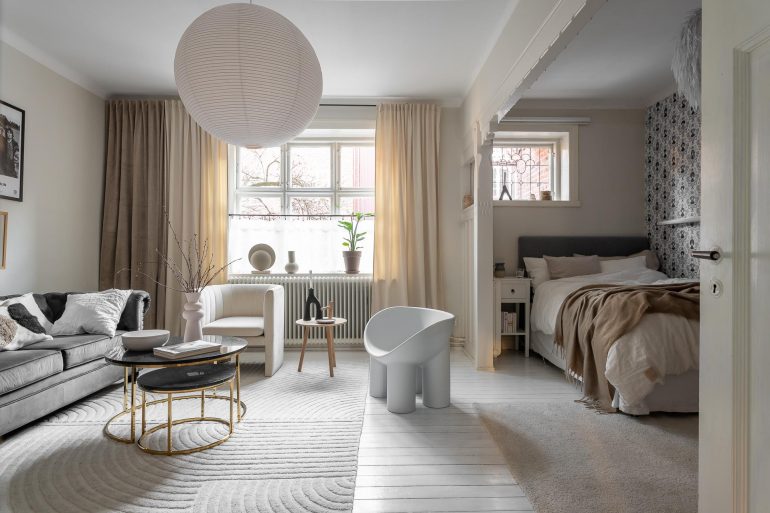 Un vaste studio de 46m2 au style romantique et moderne