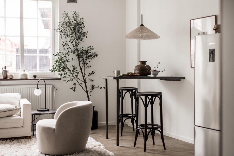 Un studio élégant de 40m2 avec son lit discret en mezzanine
